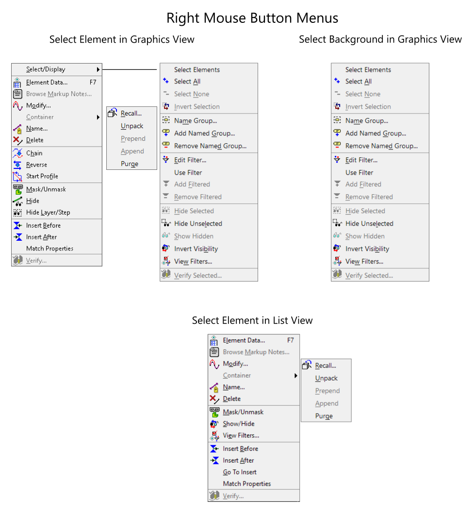 List View Pop-up Menu